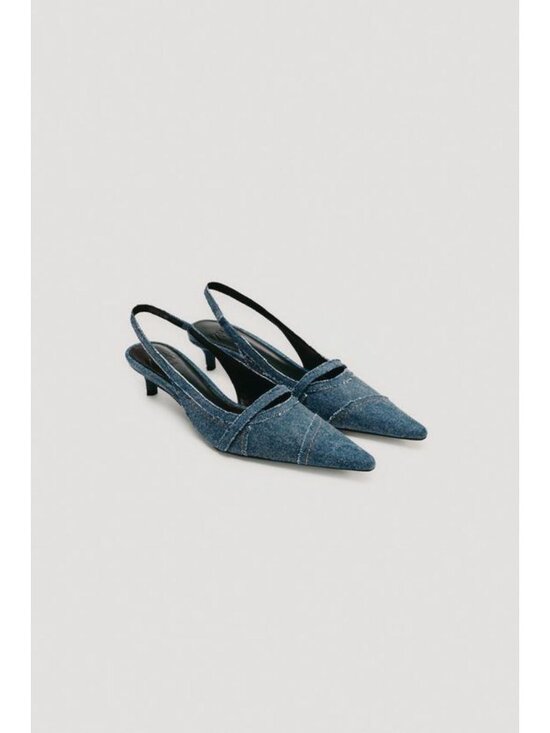 Zara | Shoes | Zara Limited Edition Denim Kitten Heel Slingbacks | Poshmark